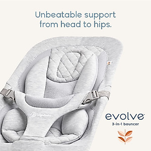 Ergobaby Evolve 3-in-1 Bouncer, Adjustable Multi Position Baby Bouncer Seat, Fits Newborn to Toddler, Light Grey