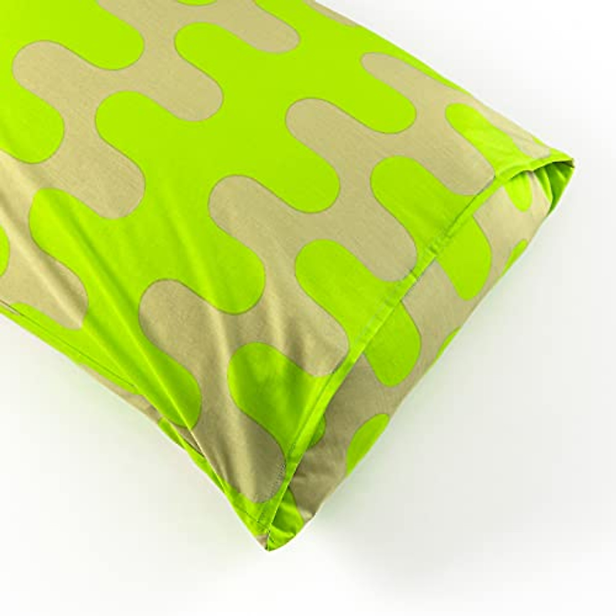 YuHeGuoJi Green Duvet Cover Queen 100% Cotton Striped Duvet Cover 3 Pcs Set 1 Fluorescent Green Geometric Duvet Cover with Zipper Ties 2 Pillowcases Modern Farmhouse Abstract Beige Bedding