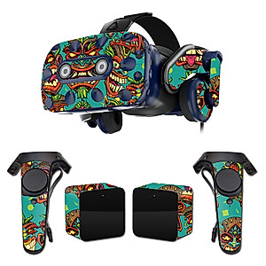 MightySkins Skin Compatible with HTC Vive Pro VR Headset - Crazy Tikis | Protective, Durable, and Unique Vinyl Decal wrap Cover | Easy to Apply, Remove, and Change Styles | Made in The USA