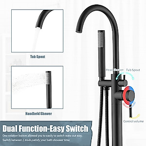 Casavilla Bathtub Faucet, Freestanding Tub Faucet, Tub Shower Faucet Set with 360 Degree Swivel Spout Bathtub Filler and Handheld Shower, Farmhouse Outdoor Shower System Kit, Brushed Nickel