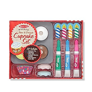Melissa & Doug Bake and Decorate Wooden Cupcake Play Food Set - FSC Certified