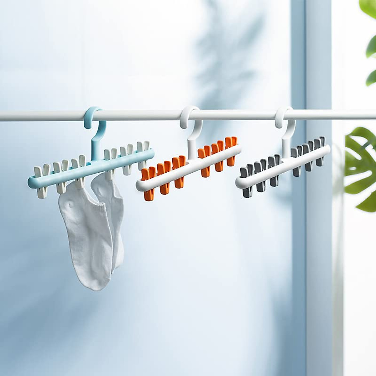 FAN YE 6 Clips Folding Clothes Dryer Hanger Children Adults Clothes Dryer Windproof Underwear Drying Rack Orange