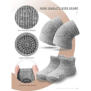 SATINIOR 6 Pairs Baby Knee Crawling Pads Anti-Slip Knee Protectors Toddler Infant Boys Girls Non-Slip Socks (Black, Dark Gray, Light Gray), One Size