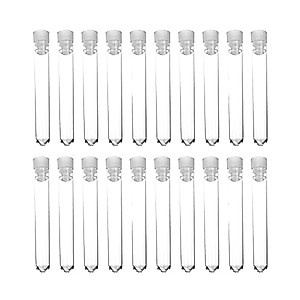 Othmro 100Pcs Clear Plastic Test Tubes with White Caps, 12mmx75mm Mini Test Tubes with Lids, for Jewelry Seed Beads Powder Spice Liquid Experiment Yeast Specimen Sample Laboratory