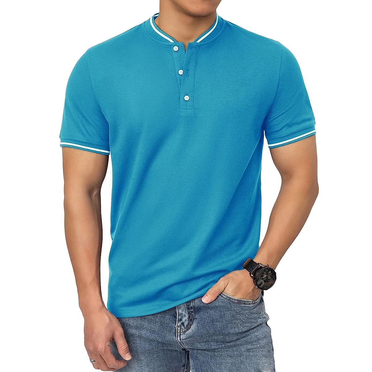 Men's Fashion Polo Shirts Classic Fit Polo Shirt Short-Sleeve Polo Office Polo Shirt 3-Button unique polo half sleeve slim fit form fitting Casual Stylish Clothes Cloths ropa de hombre de moda 2023