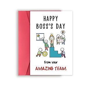 Unique Boss's Day Card from Team Group, Funny Bosses Day Card Gift for Women Men, Boss Appreciation Card, Happy Boss Day from Your Amazing Team