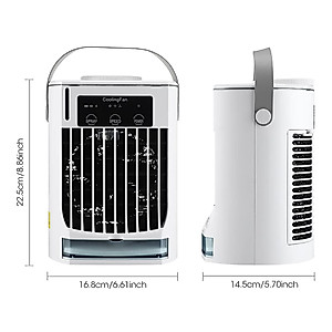 Portable Air Conditioner, 3 in 1 Personal Air Cooler Evaporative Air Cooling Fan with 3 Wind Speeds, Large Water Tank, Ultra Quiet Mini Air Cooler for Bedroom Home Office