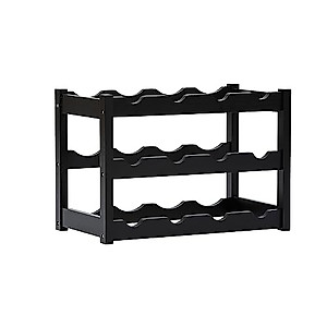 SMAGREHO Wooden Wine Cabinet with 3 Racks, Floor Wine Cabinet for Freestanding Farmhouse Wood Bar Cabinet