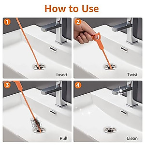 Amazon Basics Drain Clog Remover Tool, 6 Pack