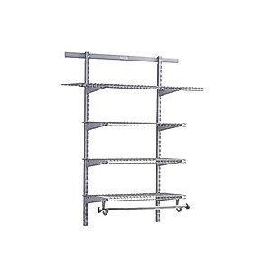 Rubbermaid Configurations Deluxe Custom Closet Kit, 3-6 Ft. Adjustable Metal Wire Shelving, Titanium Finish, Expandable Organization System, Hardware Included, for Home Closet/Pantry/Laundry/Mudroom