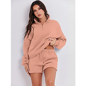 ANRABESS Women's Two Piece Outfits Sweat Lounge Short Set Long Sleeve Gym Sweatsuit Tracksuit 2024 Fall Fashion Clothes Small