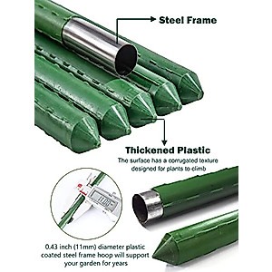 Fuuner 8.2ft×12.5ft Greenhouse Plastic, with 3 Sets Greenhouse Hoops for Plant Cover Support, Arched Steel Frame Hoops with Thickened Plastic Coated for DIY Garden Grow Tunnel