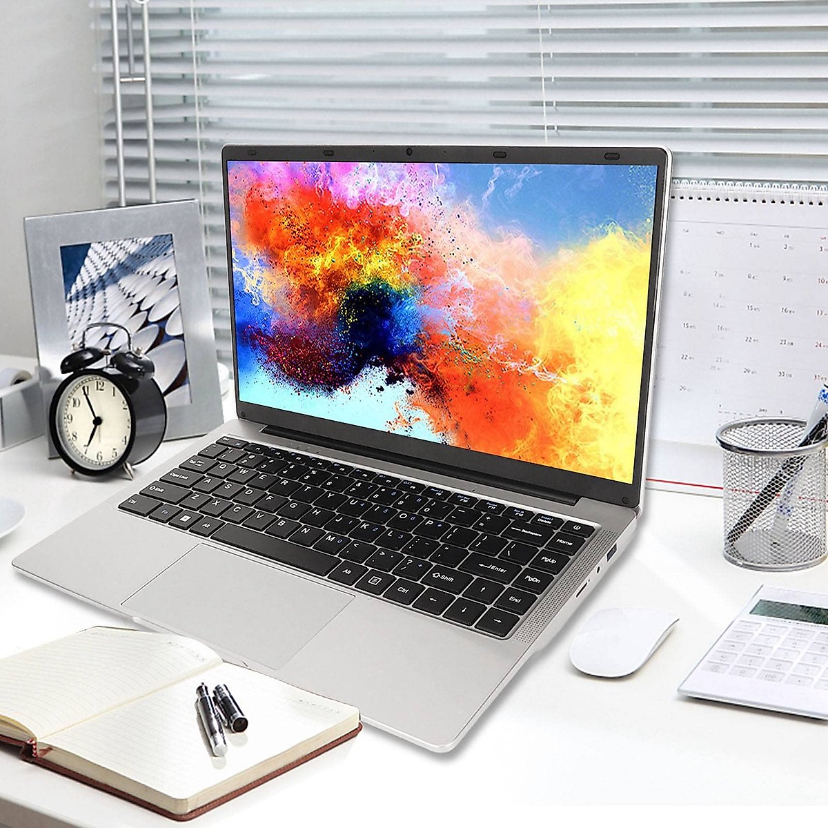 PUSOKEI Ultra Thin Laptop Computer, 14in IPS FHD Display, Celero J4105 Processor, 6GB RAM 128GB SSD, UHD Graphics, Webcam, 2.4G/5G WiFi, Bluetooth, Dual Speaker, Windows 11