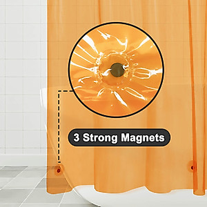 Barossa Design Clear Orange Shower Curtain Liner - Premium PEVA Shower Liner with 3 Magnets & Metal Grommets, Waterproof Lightweight Standard Size Liners for Bathroom - Translucent Orange