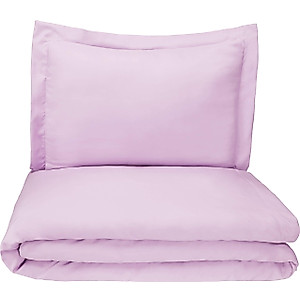 Denn Bedding 3 Piece Duvet Cover Set with 2 Pillow Shams 100% Organic Cotton with Zipper Closure & Corner Ties, 600 TC Ultra Soft and Easy Care Breathable Duvet Cover Set (Queen/Full Size,Lavender)