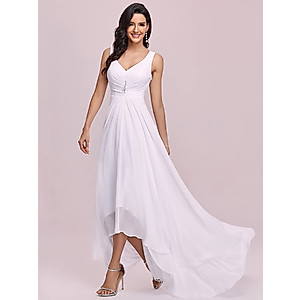 Ever-Pretty Womens Double V Neck Rhinestones Evening Dress 4 US White