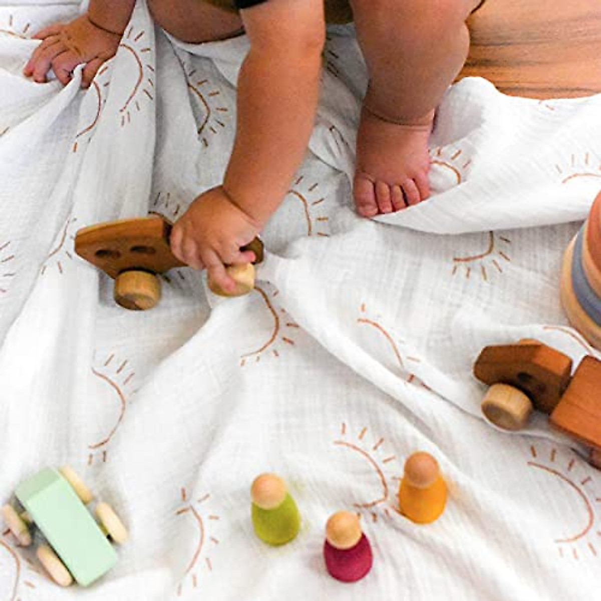 Brilliant Bambino - Baby Swaddle Receiving Blanket - 2 Pack | Boho Safari Animals & Sunrise Set | Muslin Cotton Blend | Newborn Essentials | Boys & Girls Baby Stuff | Swaddle Blanket