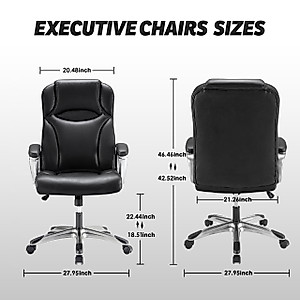 SOMEET Office Executive Chair, Ergonomic Adjustable High Back Leather Office Chair with Padded Armrest, Big and Tall Office Chair with Swivel Rolling Wheels, Home Desk Chairs for Working Study Black