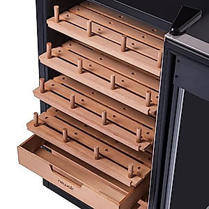 NewAir x Boveda 500 Count Electric Humidor, Spanish Cedar Shelves with Temperature Control, Cigar Humidor Box with Built-In Boveda Humidity Control in Stainless Steel