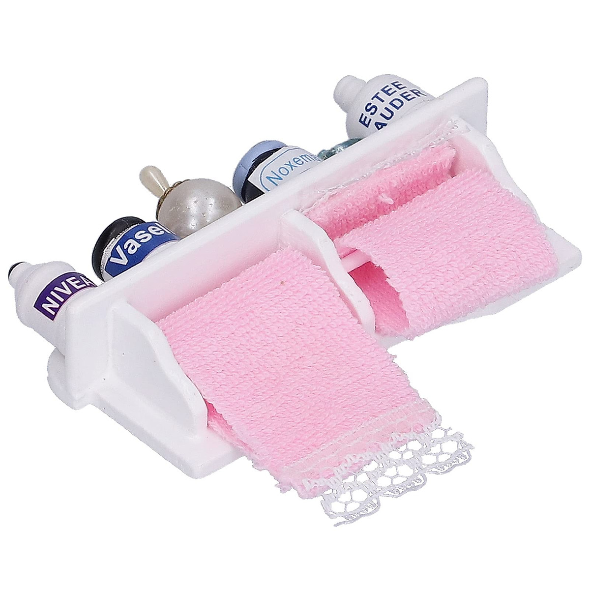 Dollhouse Wooden Towel Rack Bottles, 1:12 Simulation Miniature Furniture Model Toy for Dollhouse Bathroom Decoration Accessories