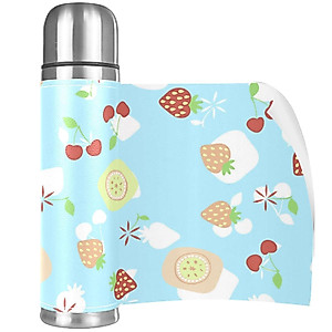Stainless Steel Leather Vacuum Insulated Mug Flowers Thermos Water Bottle for Hot and Cold Drinks Kids Adults 16 Oz