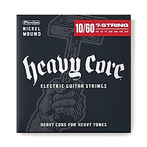 Dunlop DHCN1060 Heavy Core Nickel Wound Guitar Strings, Heavy, .010–.060, 7 Strings/Set