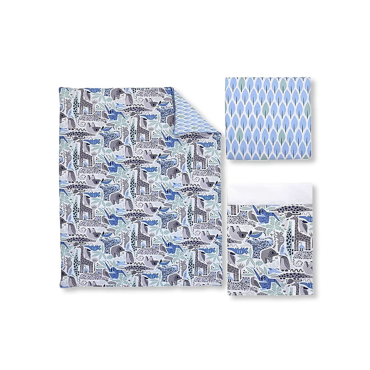 Dwell Studio Safari Skies Animal/Jungle 3 Piece Crib Bedding Set, Blue/Gray/Green/Taupe