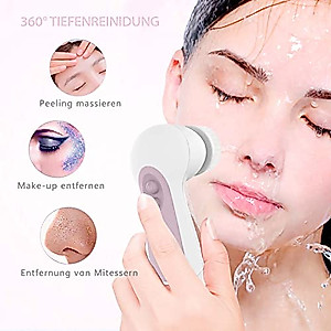 Waterproof Facial Cleansing Spin Brush Set with 3 Exfoliating Brush Heads - Electric Face Scrubber Cleanser Brush by CLSEVXY - Face Brush for Gentle Exfoliation and Deep Scrubbing