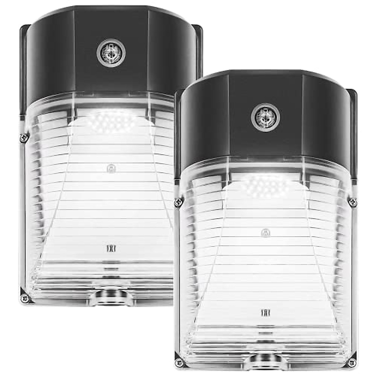 CINOTON 26W LED Wall Pack Light with Dusk to Dawn Sensor, 3000LM[100-277Vac/160W HID/HPS Equiv.] IP65 Waterproof Outdoor Security Flood Lighting for Garage Warehouse Garden 5000K-Daylight 2 Pack-Black