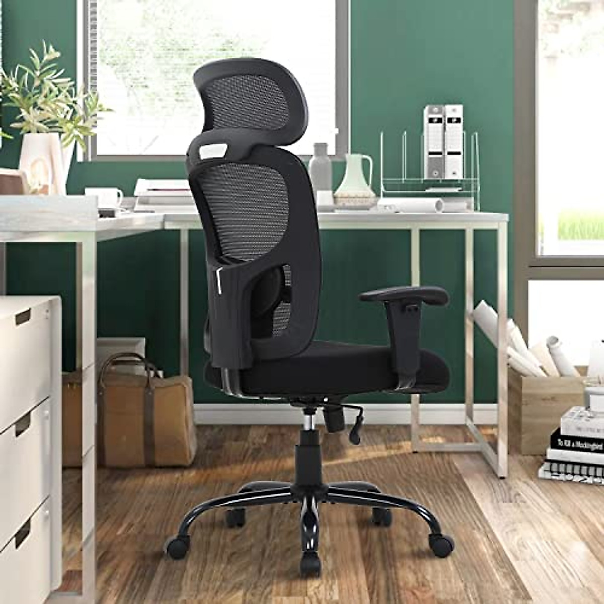 Ergonomic Office Chair, 400LBS Height Adjustable Computer Desk Chair with Adjustable Sponge Lumbar Support, Big and Large Mesh Executive Chair for Home Office Adult Use