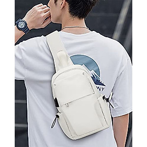 SEAFEW Tactical Backpacks Small Sling Bag Crossbody Backpack Shoulder Bag for Men Women, Multipurpose Anti-Theft Cross Body Chest Bags, One Strap Backpack for Walking Biking Travel Cycling White