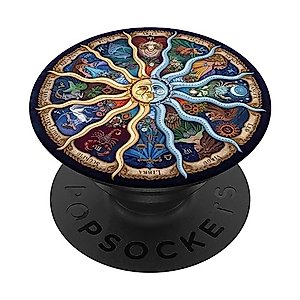 Zodiac Astrology Wheel Star Sign Symbol Astrology Birth Grip PopSockets PopGrip: Swappable Grip for Phones & Tablets PopSockets Standard PopGrip
