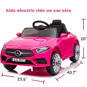 FXIONA Kids Electric Cars for Toddler Ride On with Parent Remote Control Vehicles for Girl and Boy Ride in 12V Battery Power 4 Wheels Mercedes Benz Big Toys Baby Toddler Car Music Light 3 Speed(Pink)
