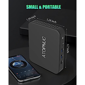 ATOPNUC Ubuntu Linux Mini PC,Intel Celeron N4020 Linux Computer 4GB RAM 128GB eMMC,Fanless Micro Desktop Computer Suppport HDMI&VGA,2.4/5G WiFi,BT5.0,Gigabit Ethernet for Business, Home