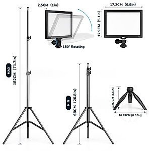 Pixel LED Video Light Panel Lighting Kit, 2Pack P20 3200K-5600k Dimmable Bi-Color Soft Light with LCD Display Brightness and Mini Tripod for Game/Live Stream/YouTube/Photography