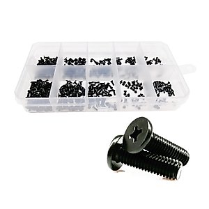 Wshao store 500/750pcs M1.2 M1.4 M1.6 M2 M3 Mini Micro Thin Wafer Flat Head Screw Bolt for Laptop Phone Glasses Set Assortment Kit (Color : Set B 500pcs black)