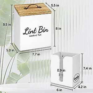 Farmhouse Magnetic Lint Bin & Dryer Sheet Holder Set, Dryer Sheet Dispenser with Lid for Laundry Room Decor and Accessories, Fabric Softener Dispenser Laundry Pods Container Lint Bin for Laundry Room