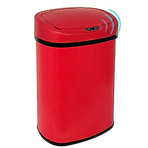 Kitchen Trash Can 13 Gallon,Stainless Steel Trash Can Touchless Garbage Can Large Trash Bin for Kitchen,Bathroom,Restroom,Office Automatic Garbage Bin,Red