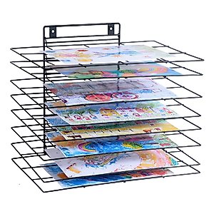 LIAQICHA Premium Iron Art Drying Rack with 8 Removable Shelves for Classroom - 16.1 x 11.9 x 13.8 Inches - Art Storage Organizer and Painting Drying Shelf