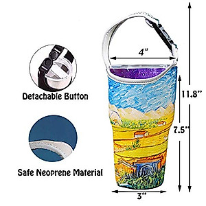 TuNan Tumbler 30oz Carrier Holder Pouch with Shoulder Strap, Fit for YETI, Rtic, Atlin, Ozark Trail, Rambler 30 oz Insulated Tumbler Coffee Cup, Neoprene Sleeve with Carrying Handle - 2 Styles