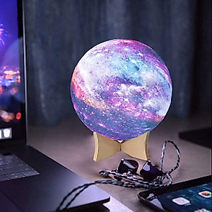 YouOKLight Moon lamp, 16 Colors LED Star Light Kids Night Light Galaxy Lamp with Stand, Remote, Touch Control and USB Rechargeable, 3D Night Lamp for Baby Kids Lover Birthday Party Gifts (5.9 Inch)…