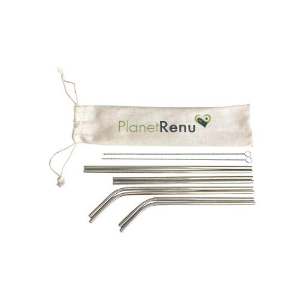 10 Pack Stainless Steel Straw Set- 8 Reusable Straws + 2 Cleaning Brushes (Silver)