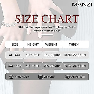 MANZI 2 Pairs Thigh High Stockings Plus Size Lingerie Pantyhose for Curve Women Black 3X-Large-4X-Large
