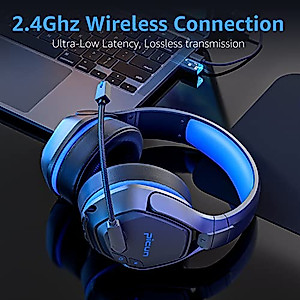 Picun PG-01 Wireless Gaming Headset for PC, PS5, PS4, MacBook, 2.4Ghz Bluetooth Gaming Headphones with Microphone for Laptop, Computer, 3D Surround Sound - Dynamic EQ Driver - Soft Memory Earmuffs