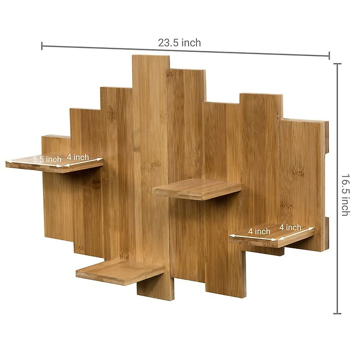 Natural Bamboo Brown Floating Wall Shelves (4 Pieces) - Retro Elegant Design for Bedrooms and Living Rooms, Easy-to-Assemble with Invisible Brackets