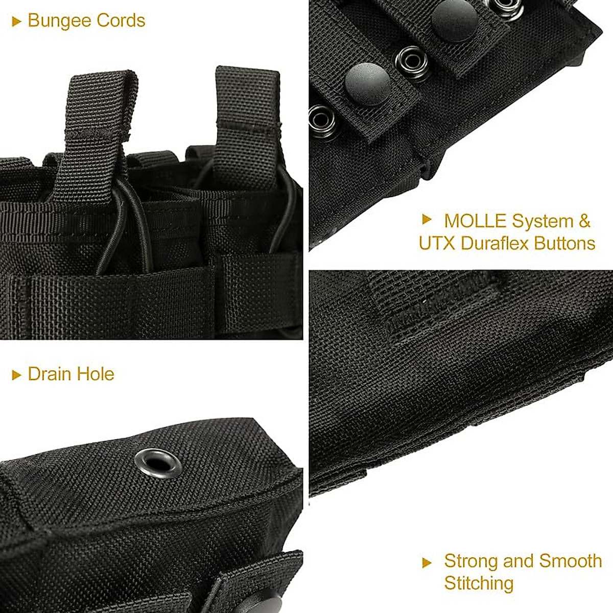 OneTigris Tactical Magazine Pouch, MOLLE Double Mag Pouches for M4 M16 Pmag G36 .223REM Stanag Lancer L5 FAB Ultimag Hexmag HX, Black DD09