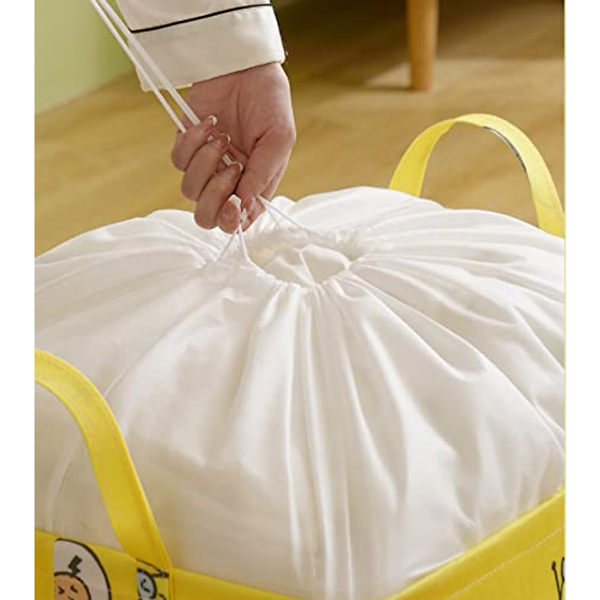 GOLDxsar Non-woven Large-Capacity Beam Drawstring Foldable Cleaning Thickened Quilt Clothing Toy Shoes Dry Cleaning Car Trunk Finishing Collection Storage Bag (Light-Blue)