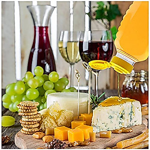 Qinsihwn 8 Pack 16oz Clear Plastic Honey Bottles,Refillable Food Grade Honey Container,Squeeze Honey Bottle With Leak Proof Flip-Top Caps for Storing and Dispensing