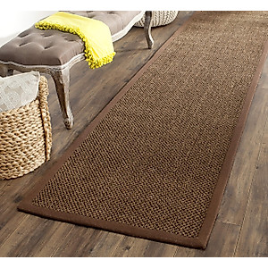 SAFAVIEH Natural Fiber Collection Accent Rug - 2' x 4', Brown & Brown, Border Sisal Design, Easy Care, Ideal for High Traffic Areas in Entryway, Living Room, Bedroom (NF443D)