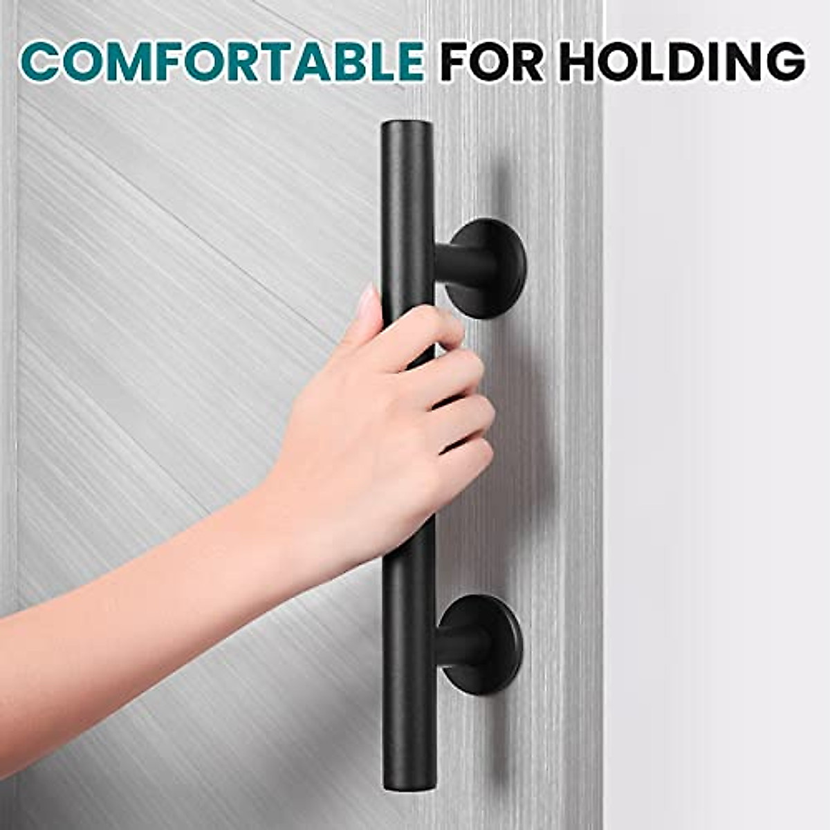 Genius Iron 12 Inch Sliding Barn Door Handle, Pull and Flush Hardware Set, Solid Cast Iron Rustic Style, Black